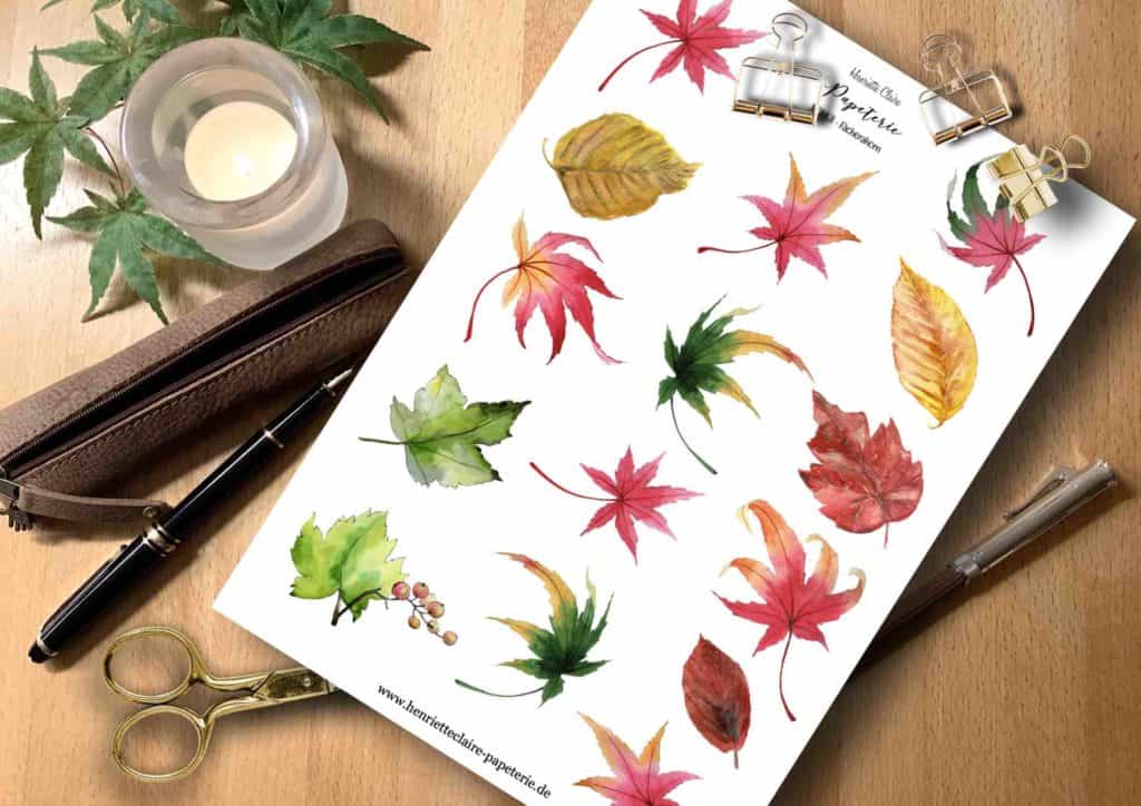Sticker Herbstblätter MOMIJI Aquarell Bullet Journal planer